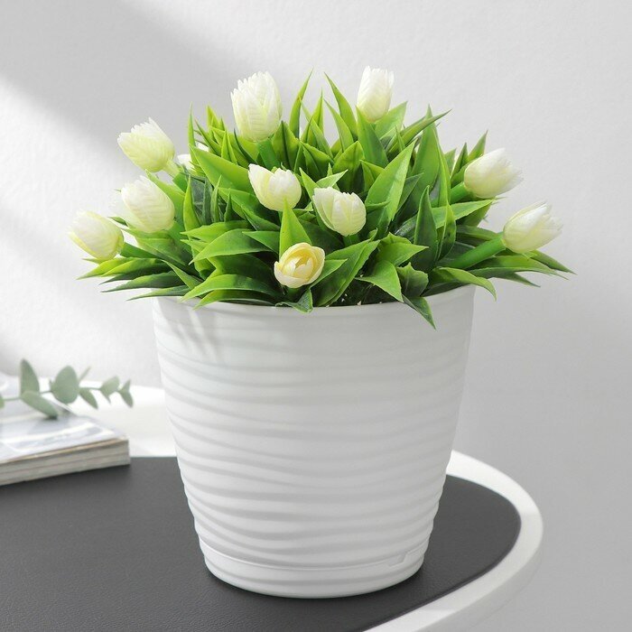 Шафран горшок с поддоном 1,5 л белый Saffron /24