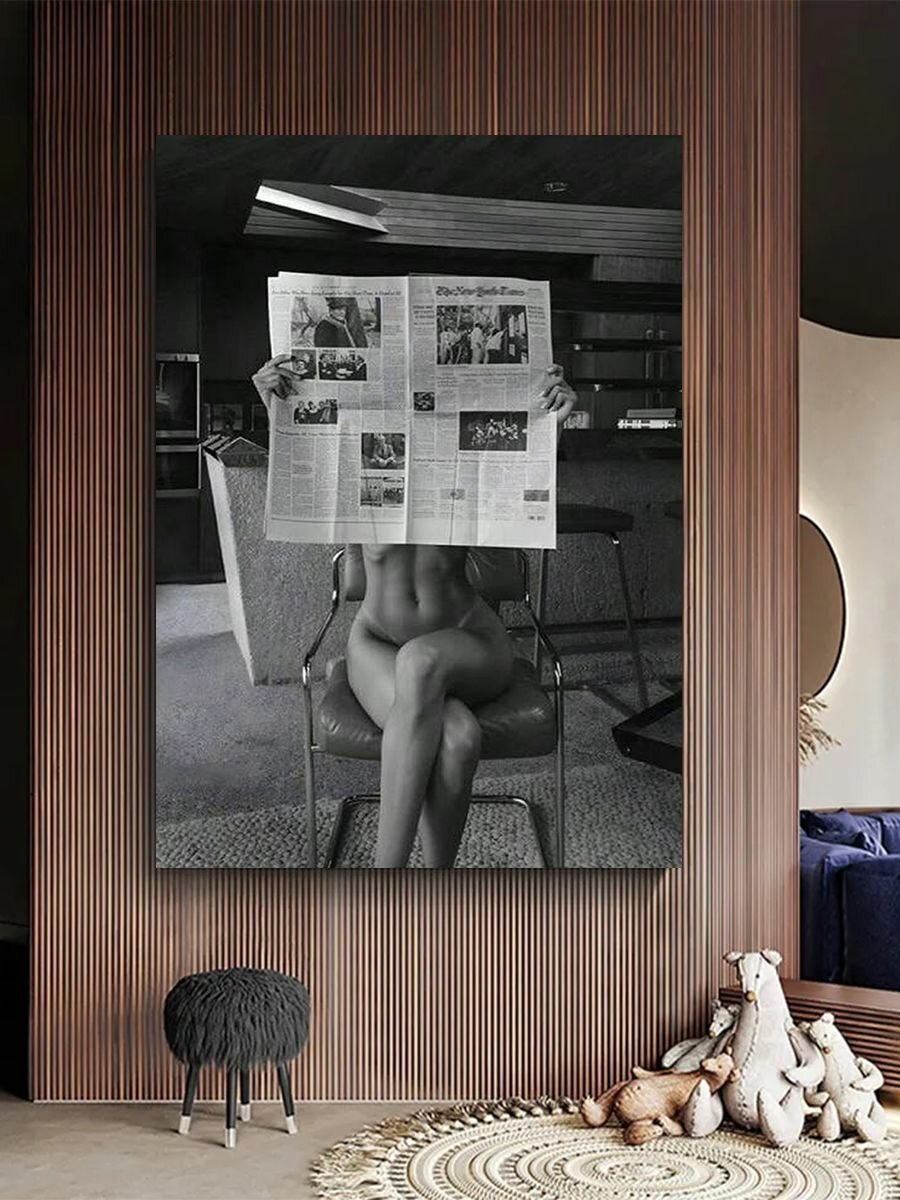 Картина на стену - "Эротика, девушка. В Ванную комнату / в туалет" , 50х70 см.