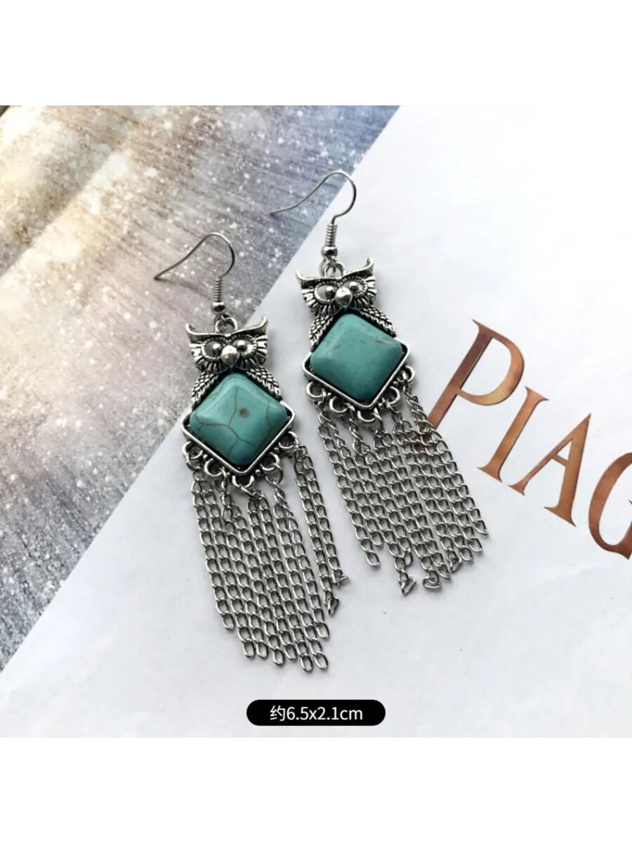 Серьги, эмаль, бирюза синтетическая