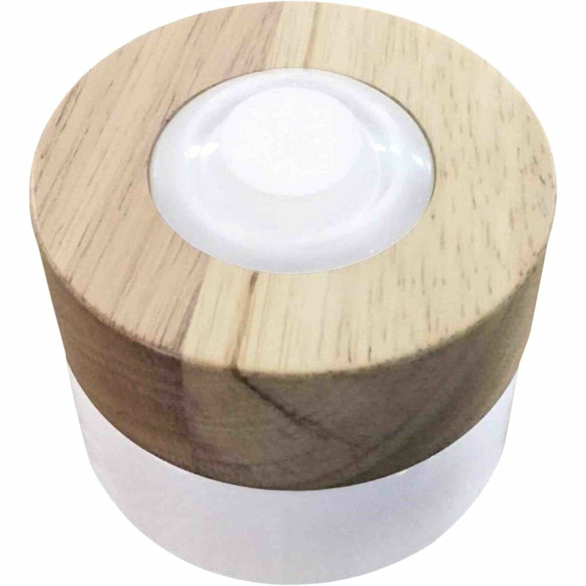 Светодиодный светильник в форме круга с деревянным основанием / Накладной светодиодный круглый светильник / LED освещение для внутренних помещений / 3Вт / 3000К / 210Лм / IP44 / 220В / белый / 12-100 / d-80 мм