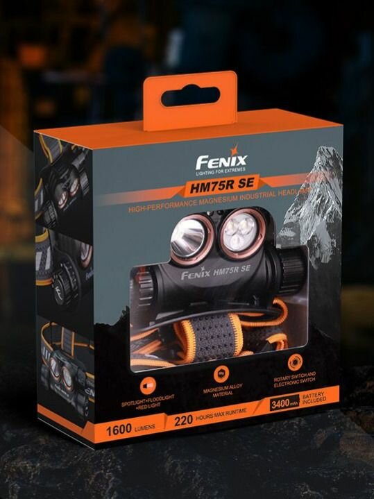 Налобный фонарь Fenix HM75R SE, 1600 лм, 18650, белый и красный свет, Type-C