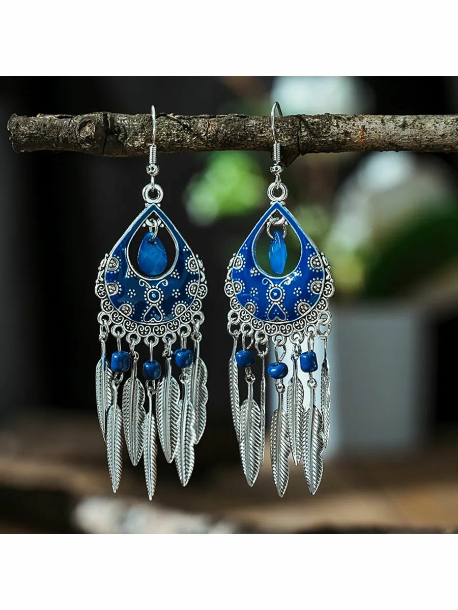 Серьги, эмаль, бирюза синтетическая