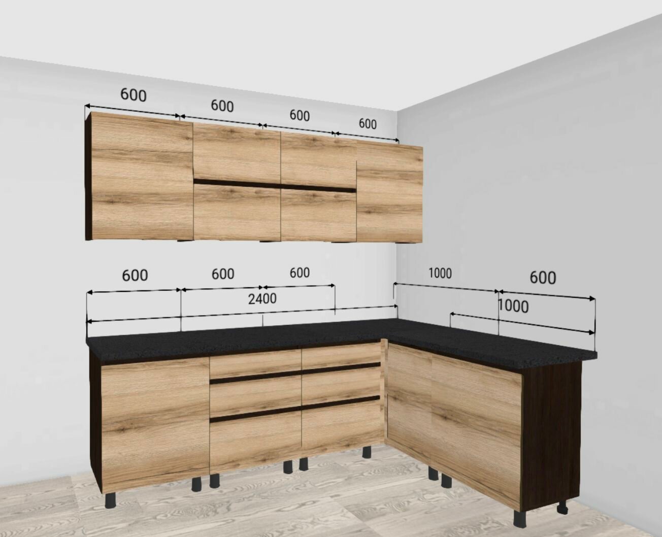 Кухонный гарнитур 1,6/2,4 м угловой в стиле Лофт