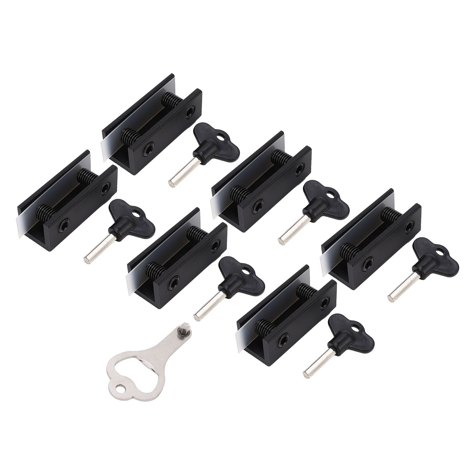 Защитные замки с ключами, комплект вертикальных и горизонтальных раздвижных замков из алюминиевого сплава для стеклянных дверей и окон.