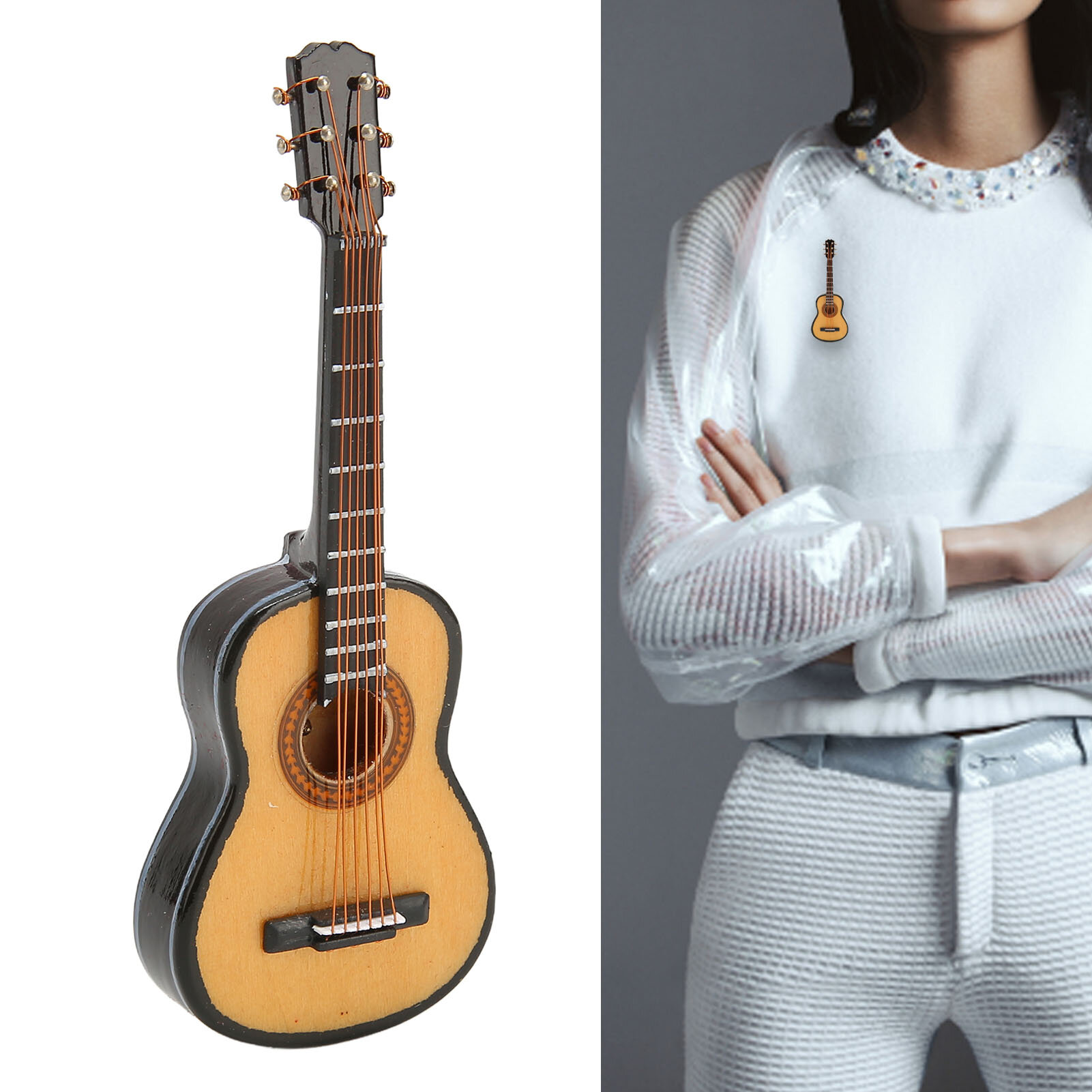 Музыкальный инструмент лацканы яркая гитара внешний вид женская брошь булавка с коробкой для хранения для украшения подарков