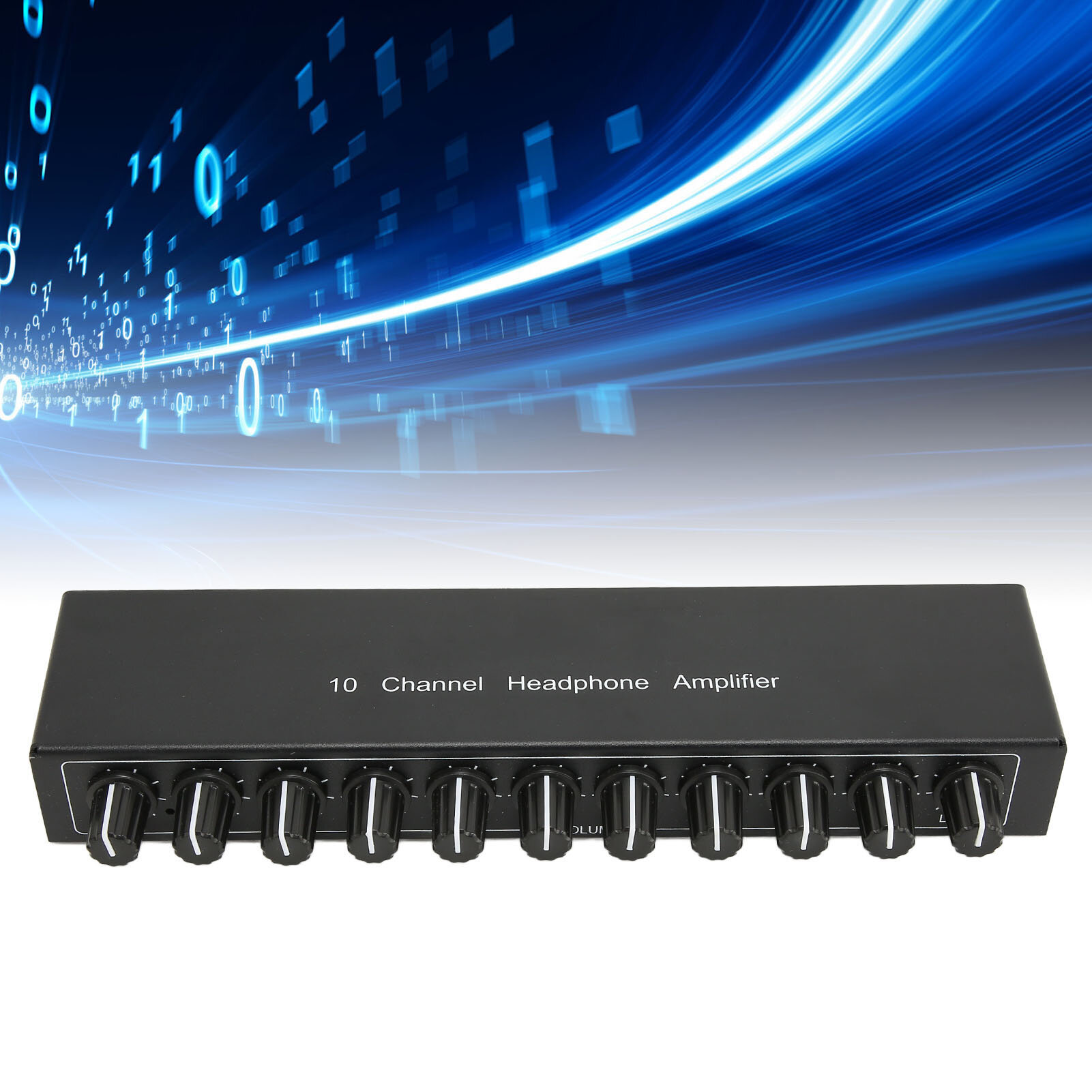 Усилитель наушников Aux Mini Jack 3.5mm Вход 1 в 10 Выход Канал Стерео Звук Усилитель Адаптер Распределитель 100‑240V EU Розетка