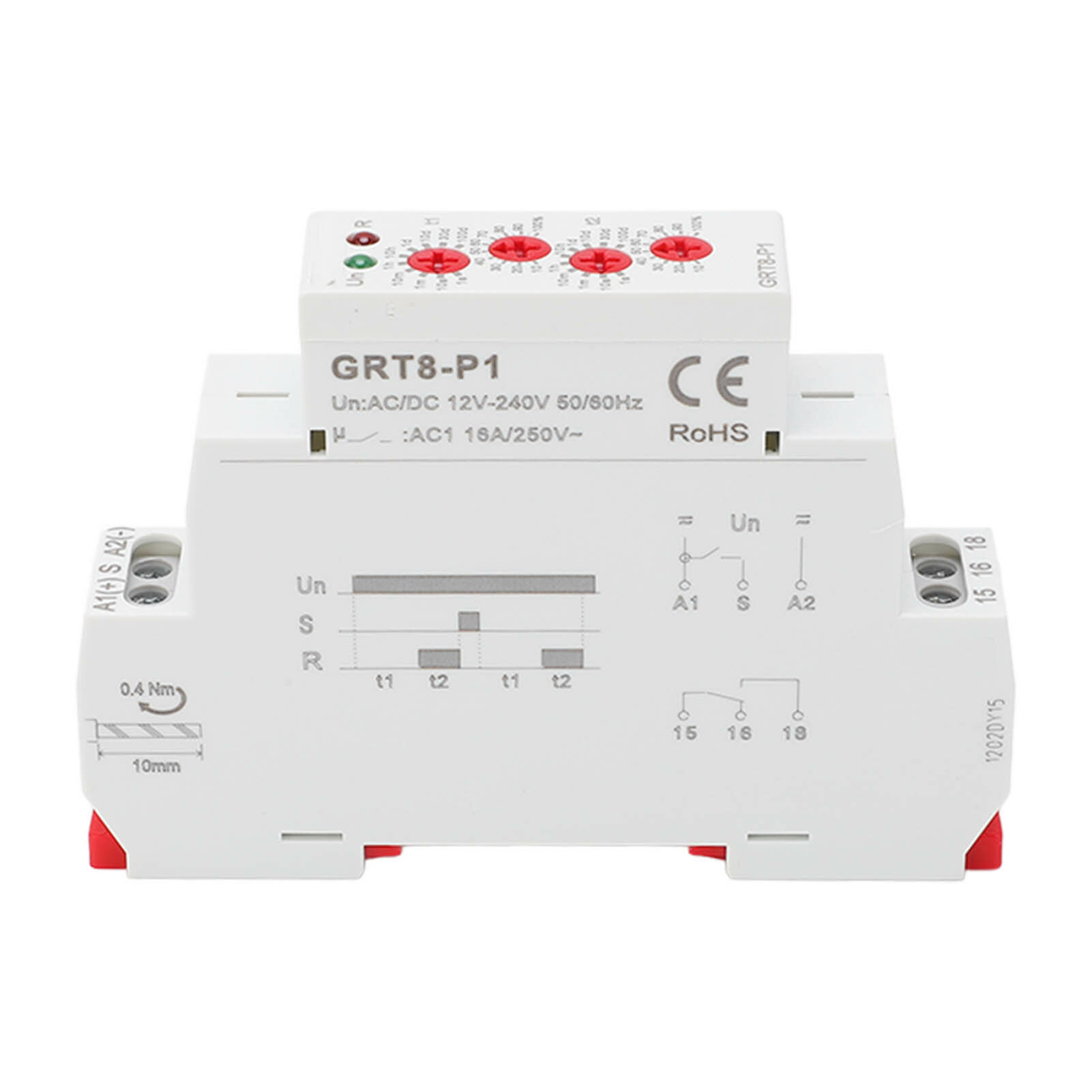 Многофункциональный импульсный релейный выключатель задержки с LED-индикатором, питание от сети переменного и постоянного тока, 12–240 В.