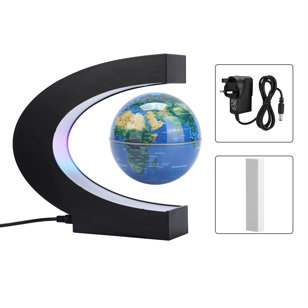 3D глобус с магнитной левитацией в форме буквы С, светодиодной подсветкой и картой мира для дома и о