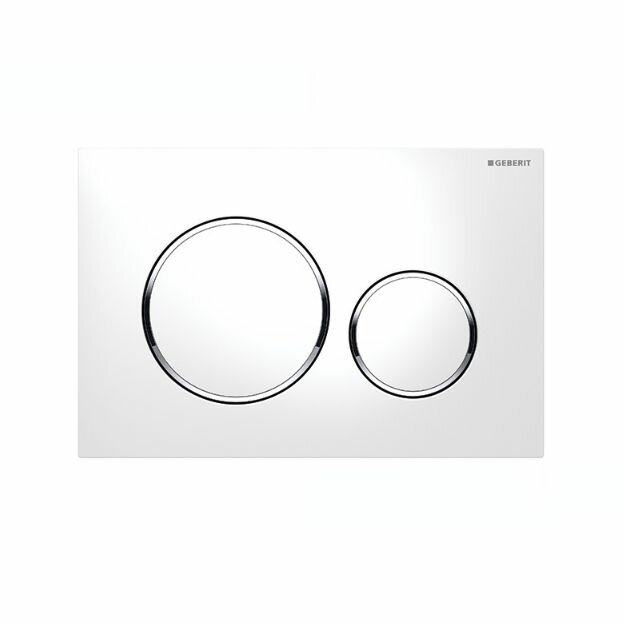 Смывная клавиша Geberit Sigma 20 115.882. KJ.1 белый глянец, с кольцами хром глянец