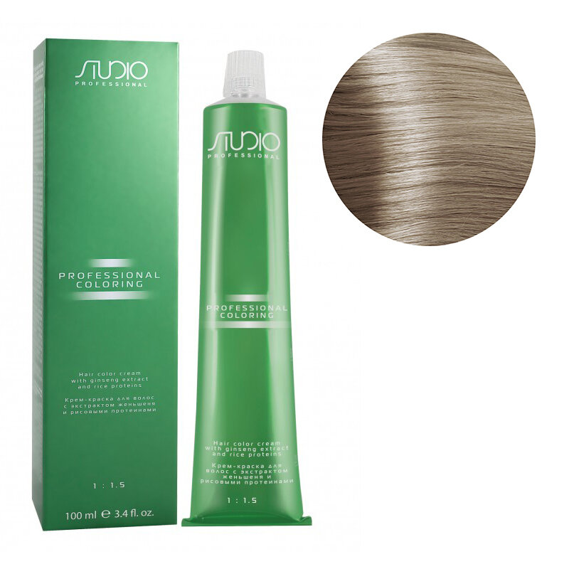 Kapous Studio Professional Крем-краска для волос Studio, тон №10.1, Пепельно-платиновый блонд, с рисовыми протеинами и экстрактом женьшеня, 100 мл