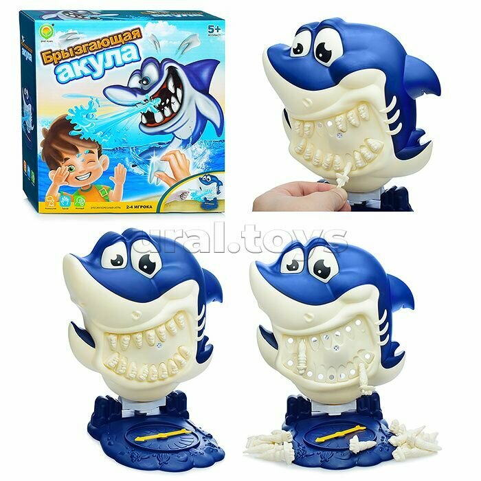 Настольные игры для детей и взрослых Веселая игра "Брызгающая акула" в коробке