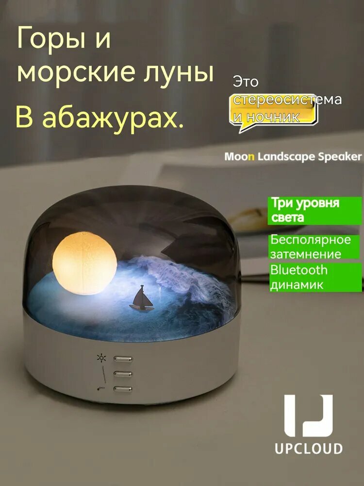 Лунный Bluetooth-динамик/Ночник с музыкой для защиты глаз в спальне/UPCLOUD Плавное затемнение
