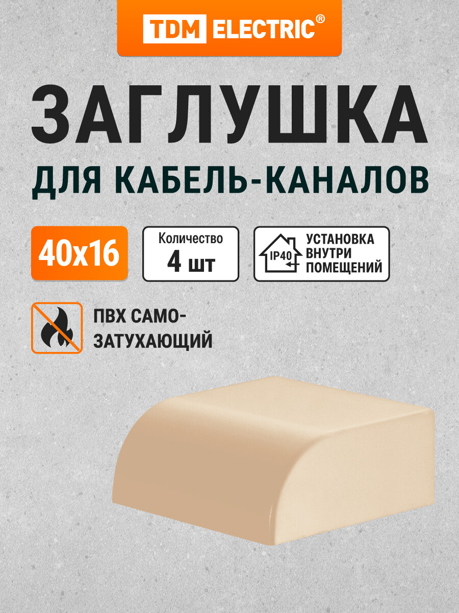 Заглушка кабельной трассы КМЗ 40х16 сосна (4 шт./комп.) TDM Electric