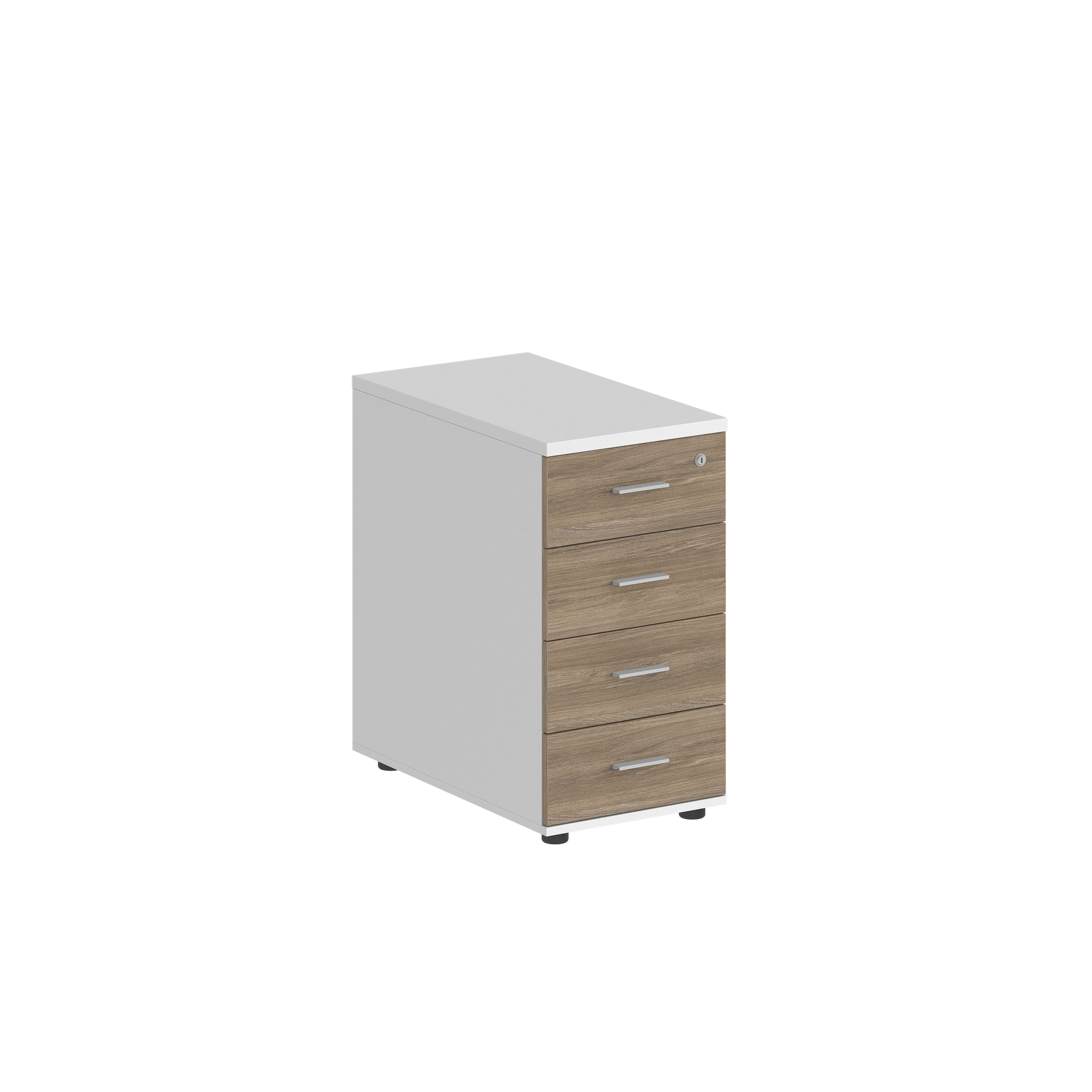 Тумба приставная Norden с 4 ящиками, с замком без топа SG.522 корпус: белый; фасады: дуб темный