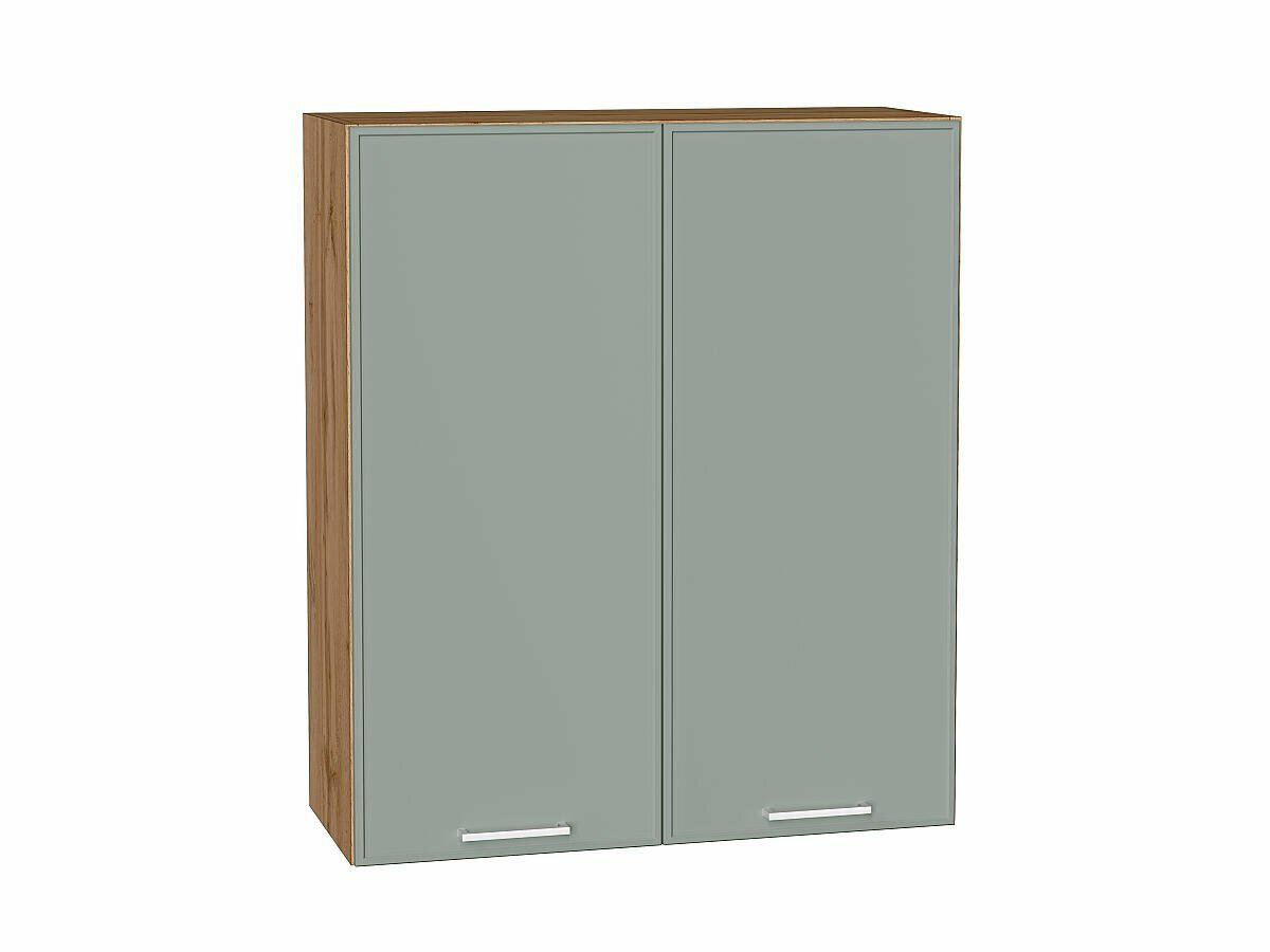 Шкаф верхний с 2-мя дверцами Квадро, цвет фасада Аквамарин, цвет каркаса Дуб Вотан, 920*800*321 мм