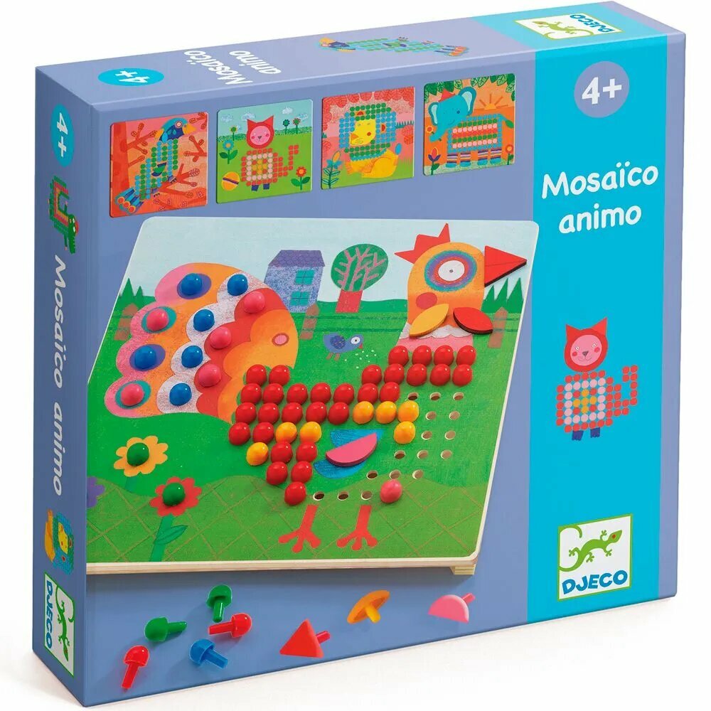 Мозаика Djeco Educational Games "Животные", дерево/пластик, 230 элементов, магниты