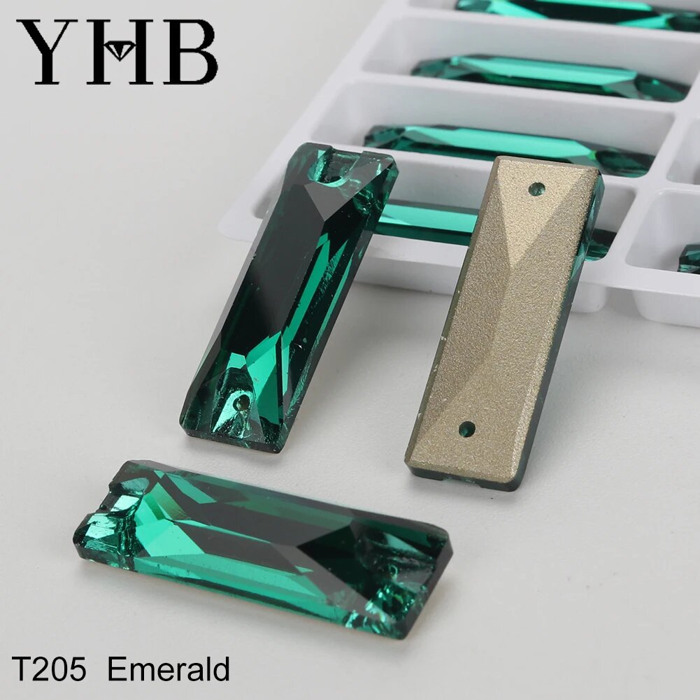 Стразы YHB изумрудные T205, 24шт 8.5x26мм