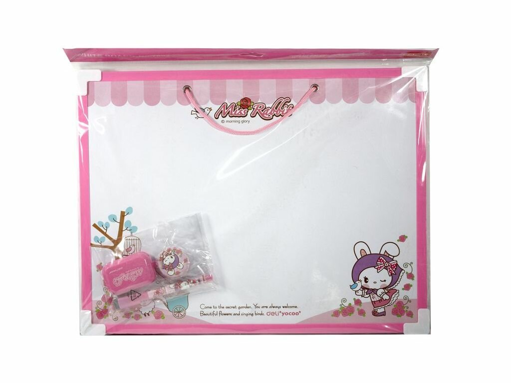 Доска магнитно-маркерная DELI E7802, с магнитом и губкой, 30x40 см розовая