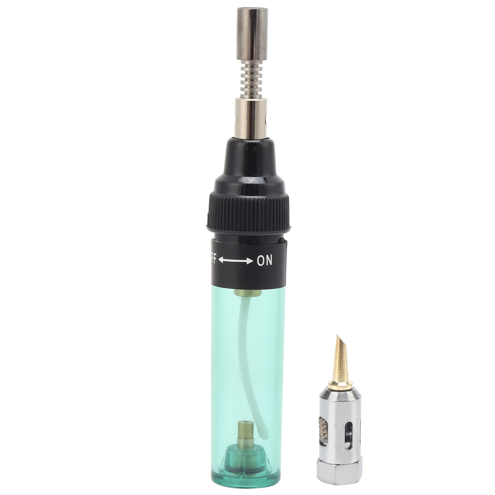 Паяльник-ручка с заправкой чистым бутаном, ручной инструмент, 8 мл, VA-100, прозрачно-зеленый.