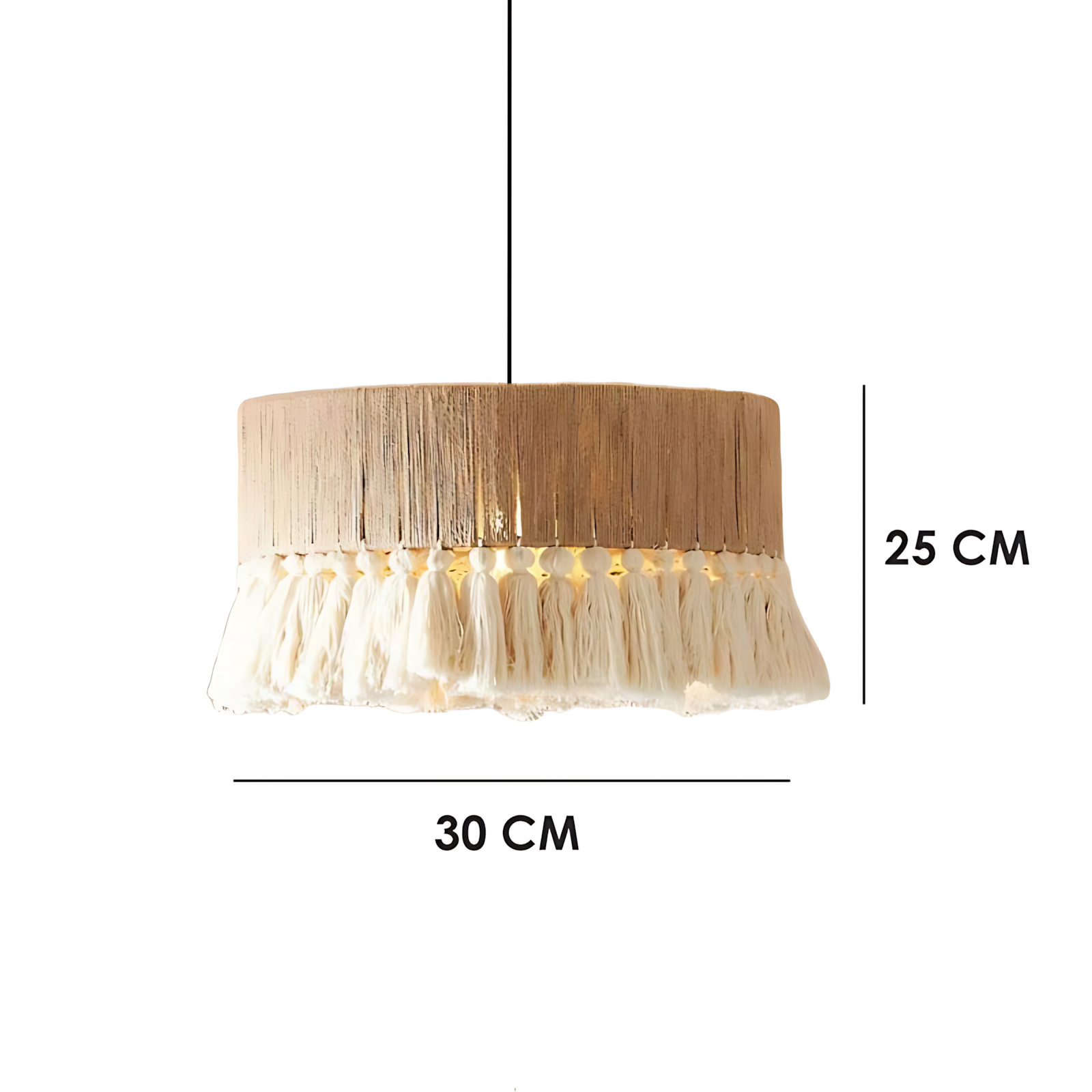 Светильник подвесной в этническом стиле, люстра в стиле бохо из пеньковой веревки с кисточками, 30х27 см