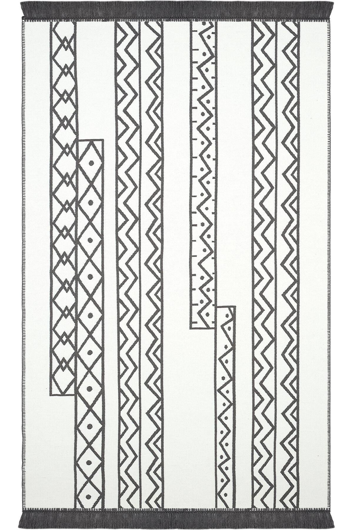 Ковер Cool Hali Lovely 300A Ковер 80х150 см двусторонний, акриловый с геометрическим орнаментом цвета черно-белая геометрия (белый, черный)