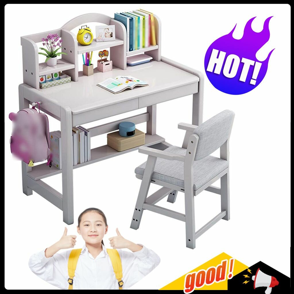 Детский подъемный стол и стул из массива дерева