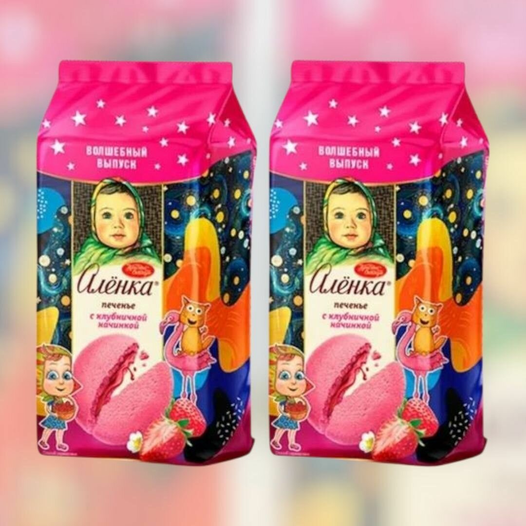Печенье Аленка с клубничной начинкой набор из 2 упаковок Красный Октябрь