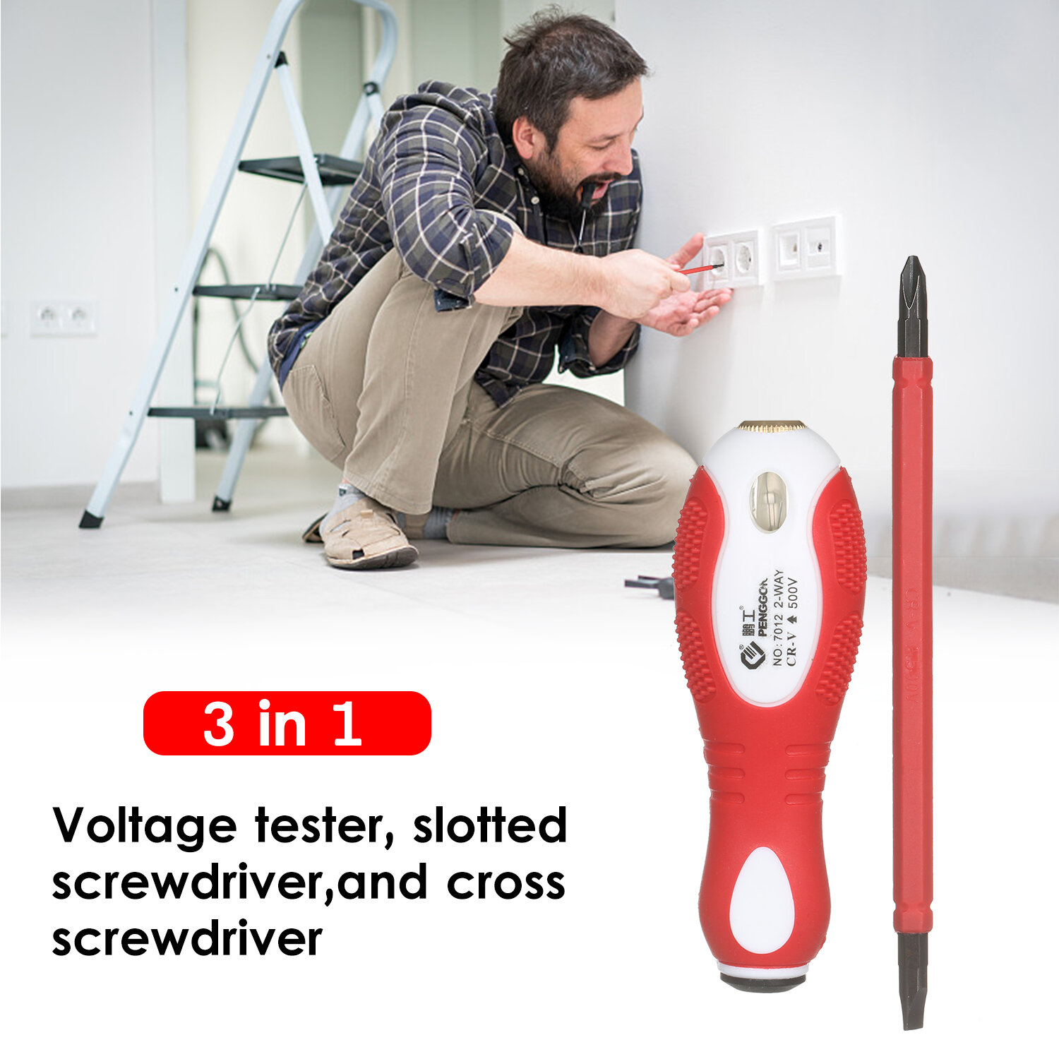 500 В изолированная отвертка тестер напряжения 2-в-1 реверсивная магнитная шлицевая и крестовая отвертка Electroprobe многофункциональная отвертка для тестирования цепи