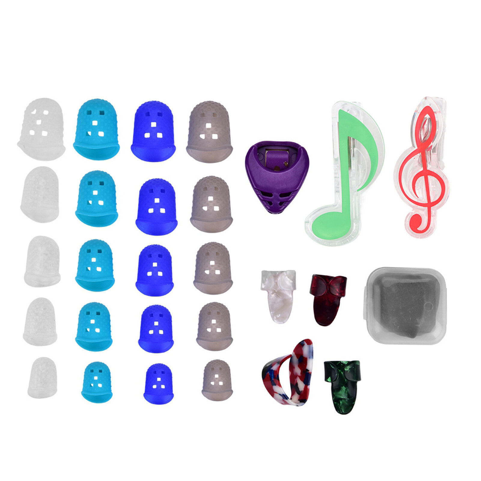 Защитные медиаторы для пальцев гитары и зажим для страниц нотной тетради с коробкой