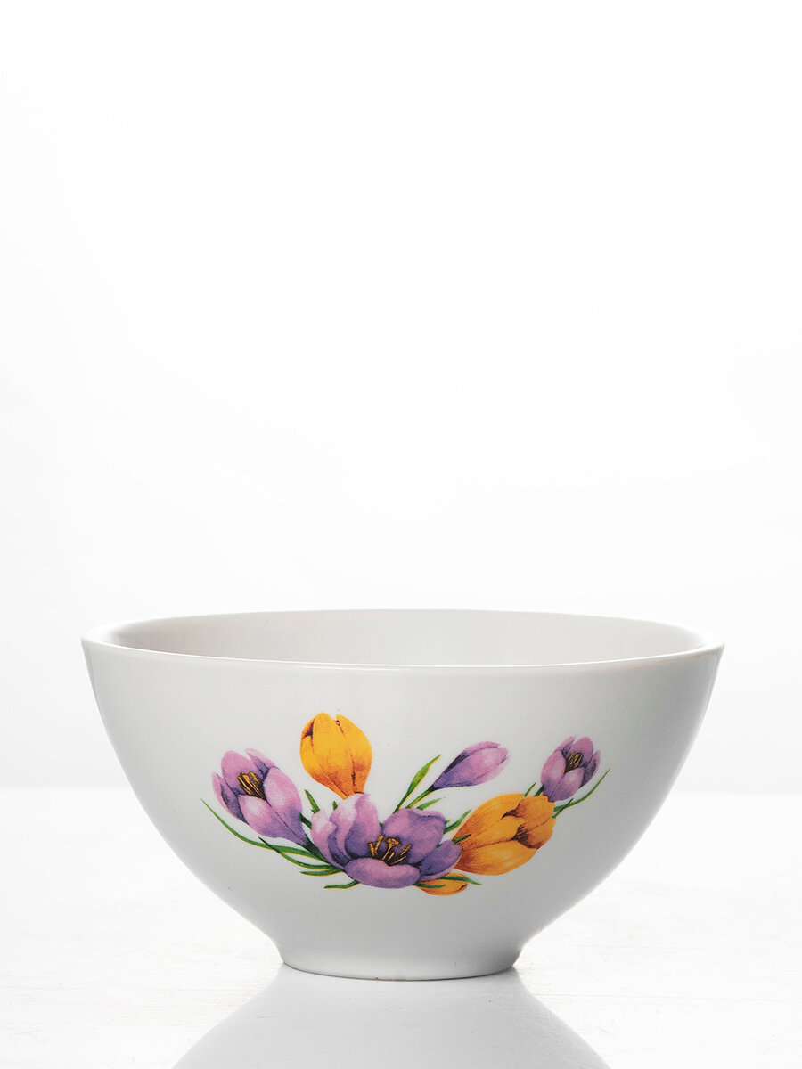 Набор фарфоровых пиал Дулево "Крокусы" новая, белые, 250 мл, 4 шт.