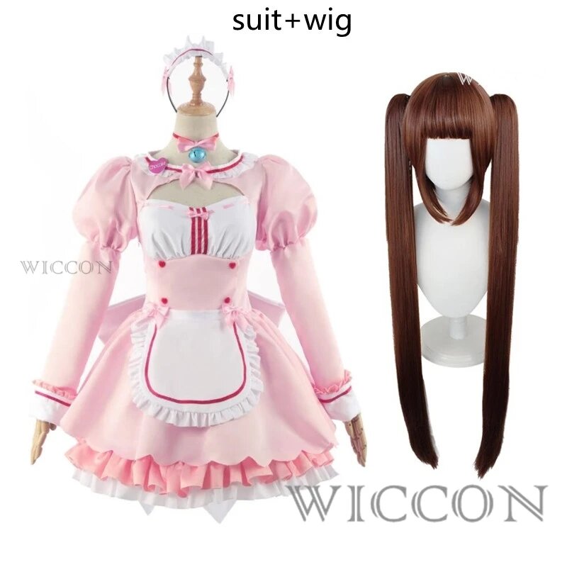 Косплей комплект Chocola Vanilla NEKOPARA Vol.4 XXL, Chocola suit wig