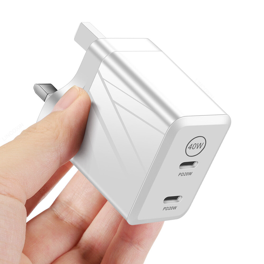 Зарядное устройство Double PD Quick UK-40W, 40Вт, быстрая зарядка