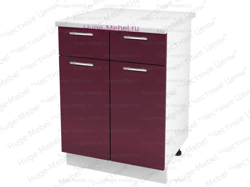 Нижний кухонный шкаф с ящиком 600 Ксения (бордо) Huge Mebel . Ширина 600 Высота 840. Кухонные шкафы