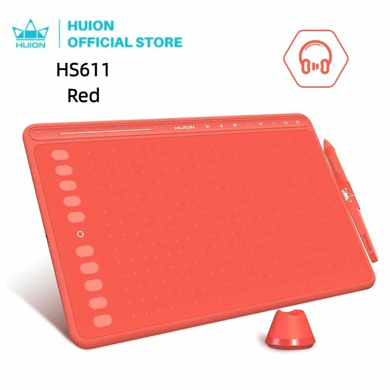 Huion Inspiroy HS611 Графический планшет для рисования с наклоном 8 мультимедийных клавиш 10 экспресс-клавиш (серый космос)