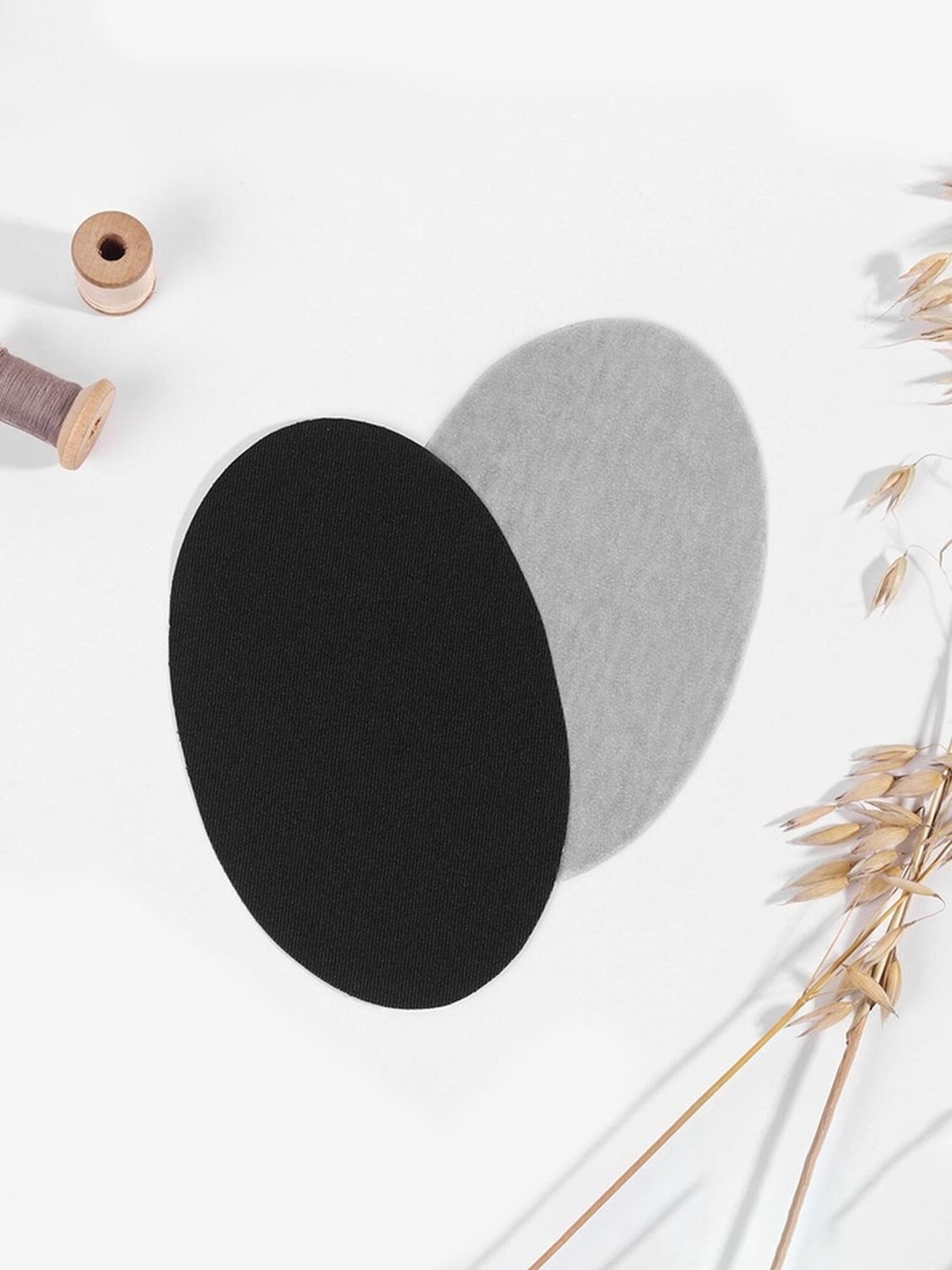 Заплатки для одежды, 15,5 × 9,5 см, термоклеевые, пара, цвет чёрный