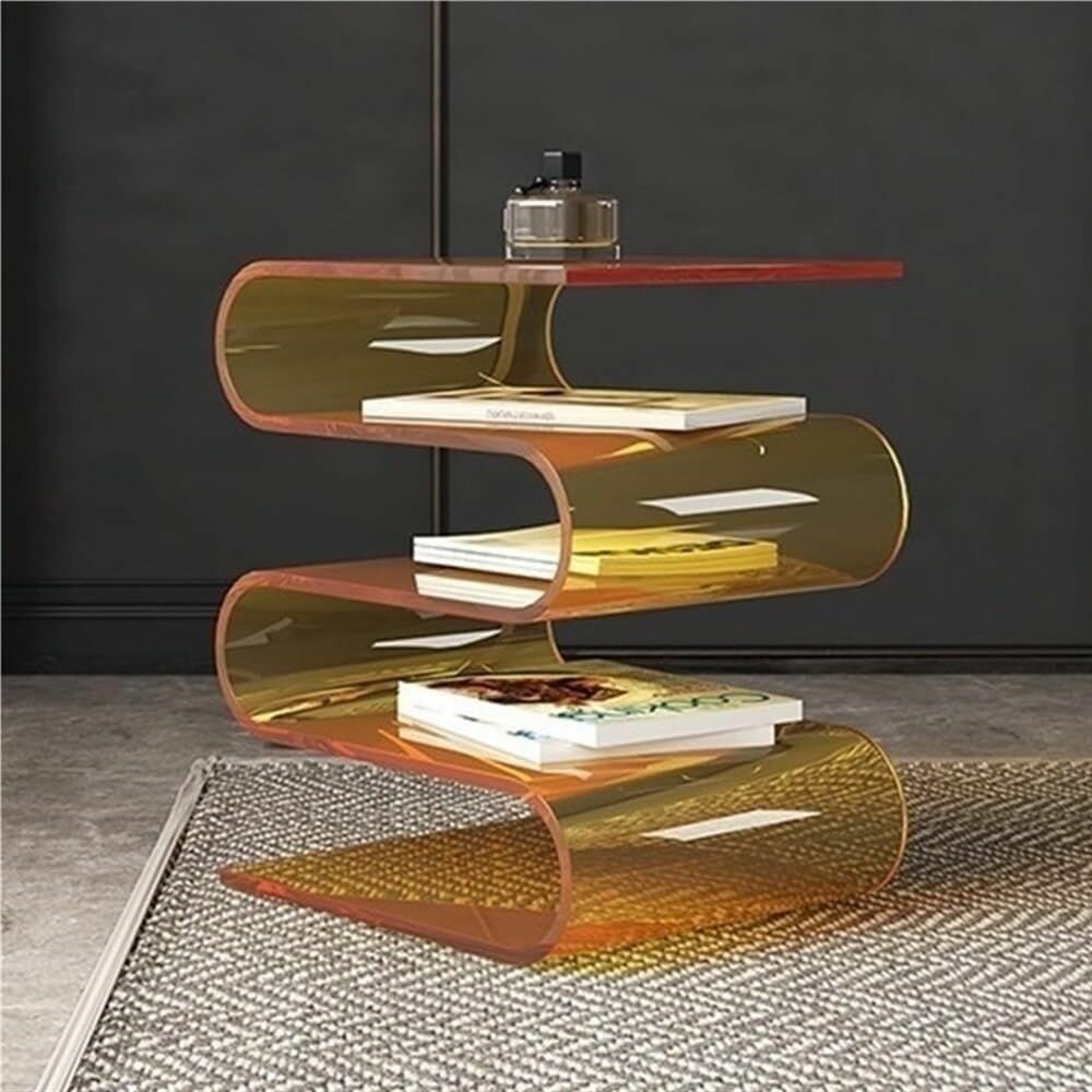 S-образный акриловый кофейный столик с подставками для журналов