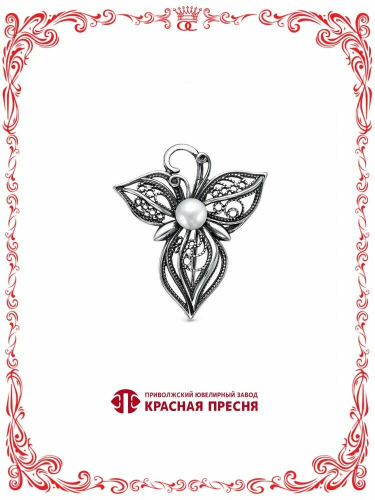 Брошь, жемчуг культивированный