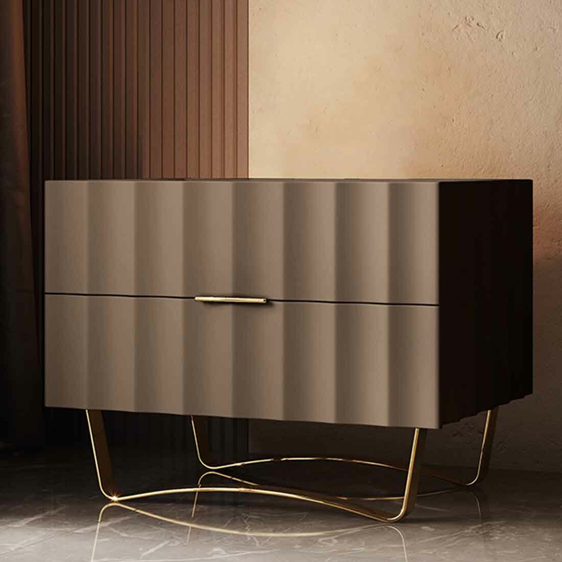 Прикроватная тумбочка с керамической столешницей Dextera, 2 ящика (коричневый, ширина 50 см)