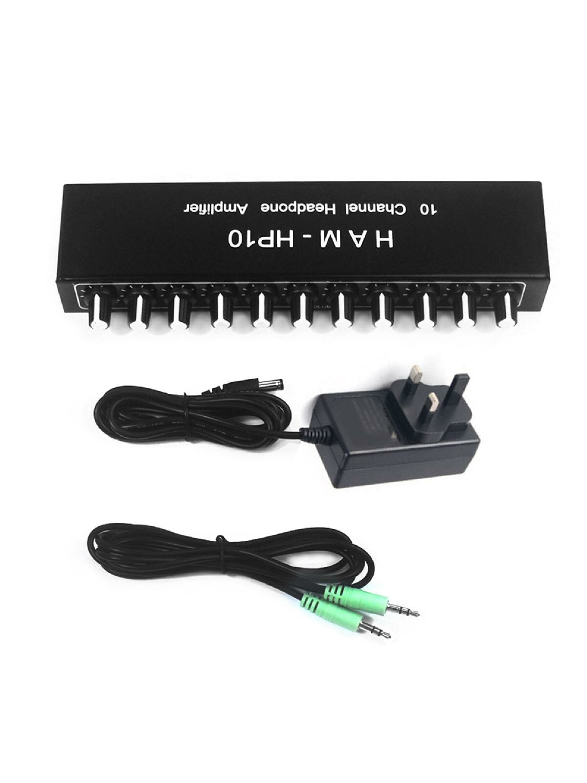 10 Channel Headphone Amplifier, HAM HP10 Stereo Splitter with Independent Volumes Control, Aluminum Housing DC12V Power