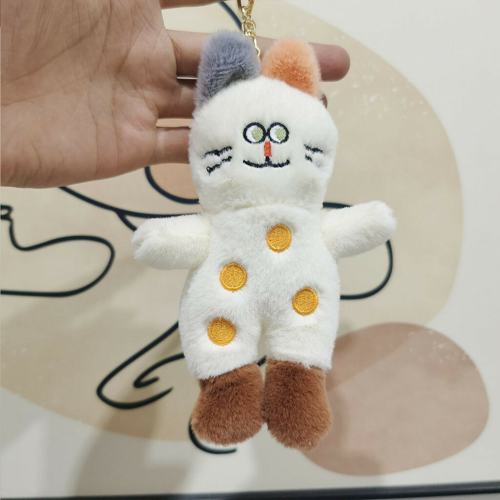 Очаровательный плюшевый брелок с кошкой в горошек, мягкая игрушка и подвеска для сумки в подарок