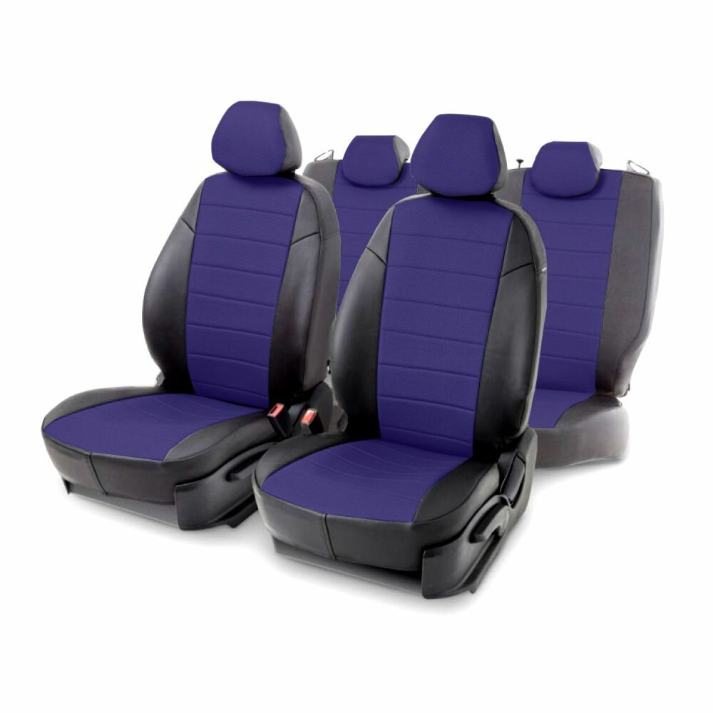 Чехлы из экокожи Seintex для Subaru Forester III (подлокотник без подстаканников) 2008-2012 (синий, 316722)
