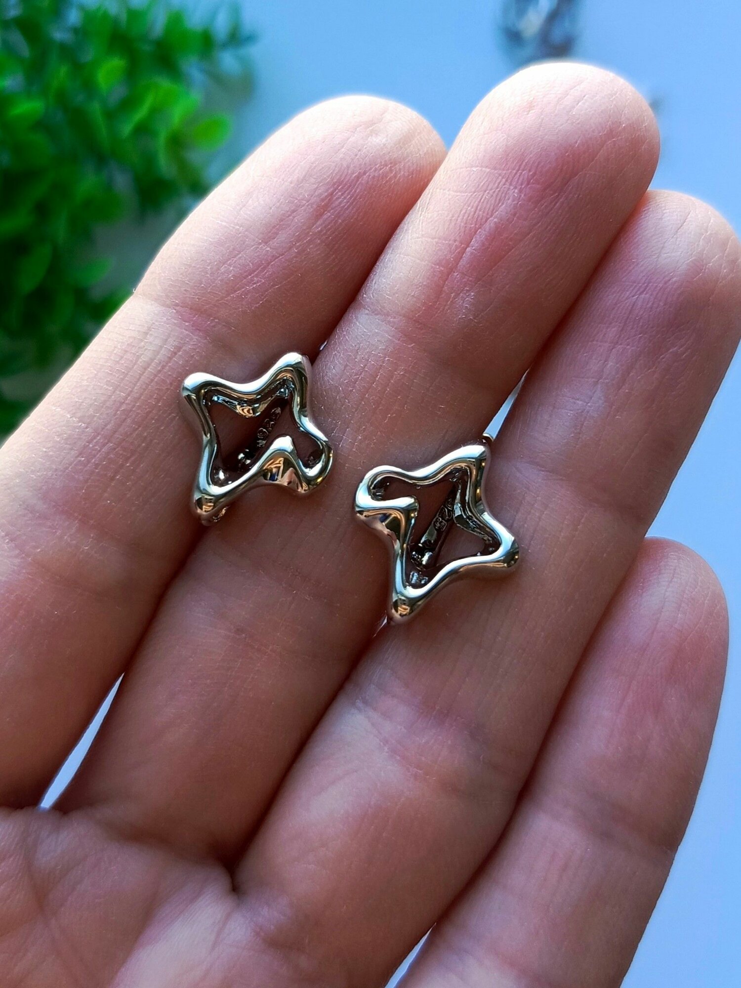 Швензы для сережек Звезды 14*16 мм английский замок. Латунь, родий. 1 пара. Корейская фурнитура для бижутерии, украшений