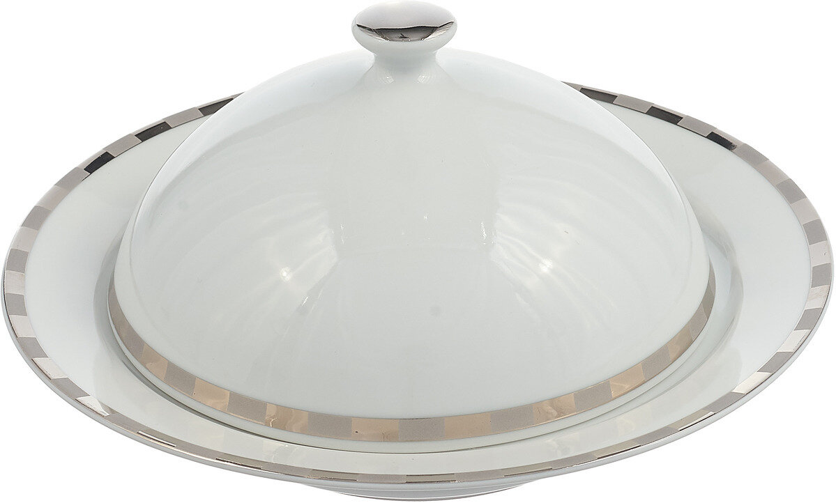 Масленка круглая; "Opal", декор "Платиновые пластинки"; отводка платина, Thun/ БТФ0486