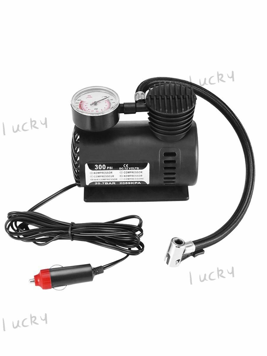 Мини-воздушный компрессор 12 В, 300 фунтов на квадратный дюйм, автомобильный электрический шиномонтажный насос, портативный и компактный дизайн для эффективного наполнения и накачивания воздуха