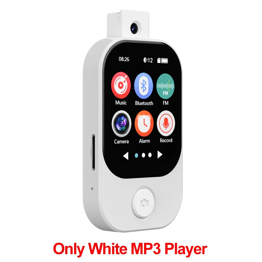 Белый MP3 плеер с экраном, Bluetooth, FM, Camera