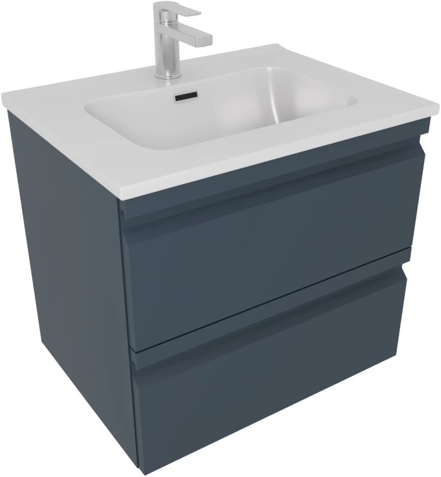 Тумба с раковиной Aquatek Вега AQ77060-MG 61 см, подвесная, серый матовый