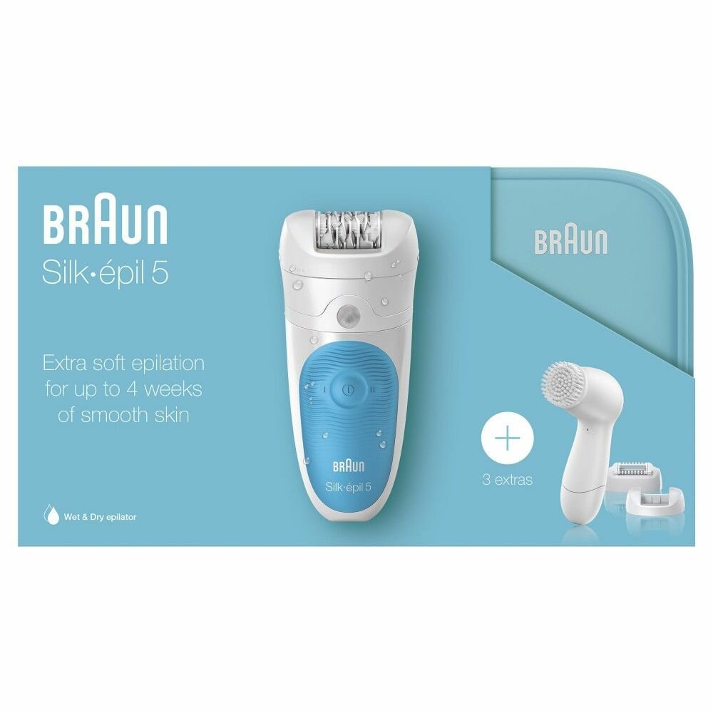 Эпилятор женский Braun Silk-epil 5 5-545, сухая и влажная эпиляция, 2 скорости, 28 пинцетов, белый