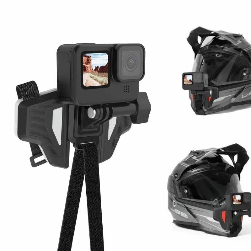 Крепление на шлем для экшн камеры Motorcycle Helmet Bracket (серый), Крепление камеры на подбородок шлема GoPro, SJCAM, Osmo Action, Eken и др