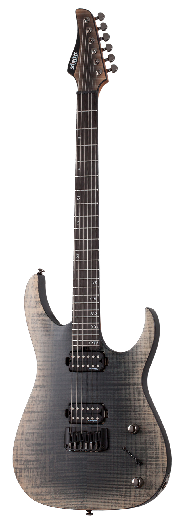 SCHECTER BANSHEE MACH-6 FOB - электрогитара, 24 лада, корпус: болотный ясень с топом из огненного клёна, гриф: жареный клён, сквозной, накладка: чёрное дерево, звукосниматели HH Lundgren M6, регулировки: громкость, тон (push-pull), 3х позиционный переключ