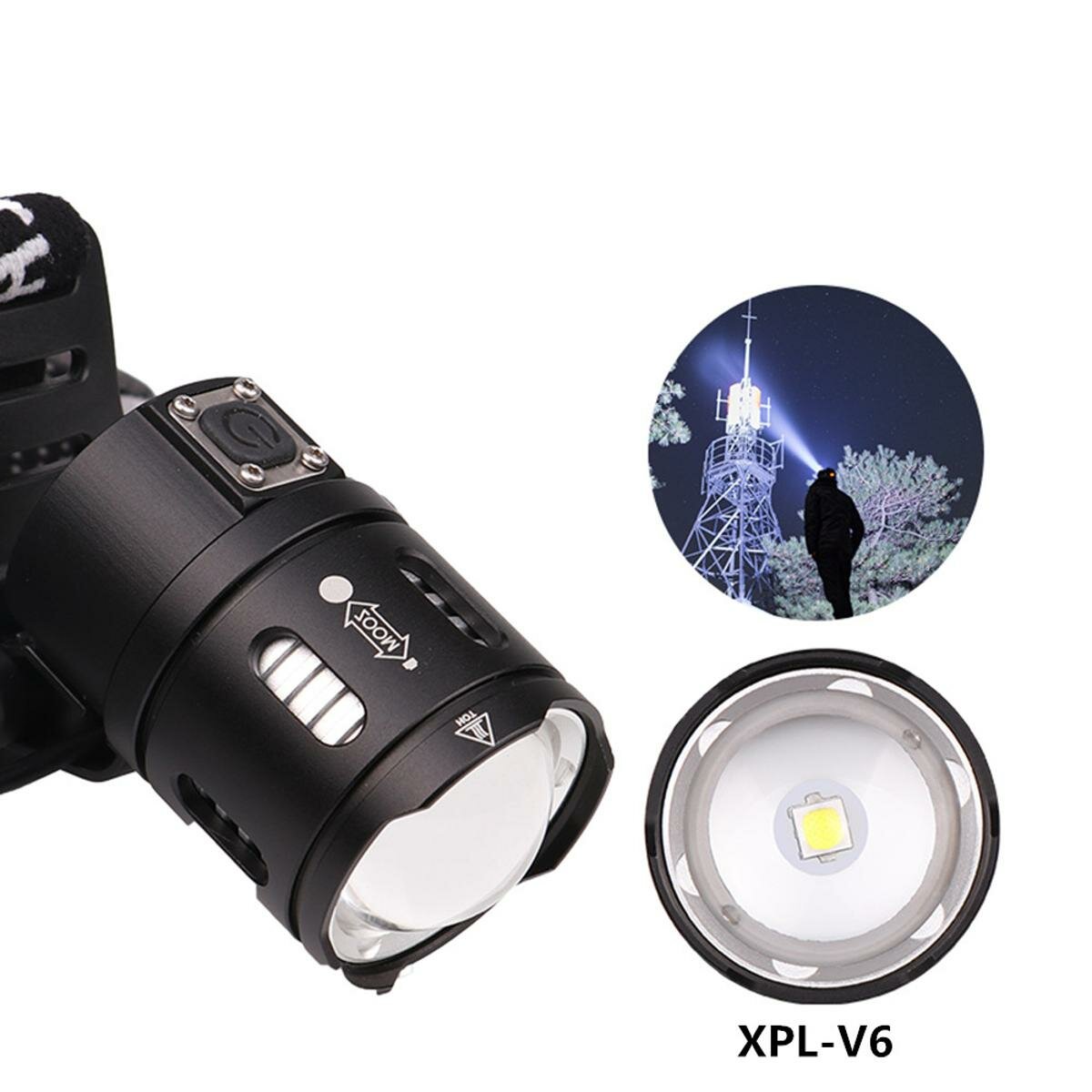 Yfashion High Power LED XPL-V6 Headlamp XHP50 6500K Белый свет Headlamp